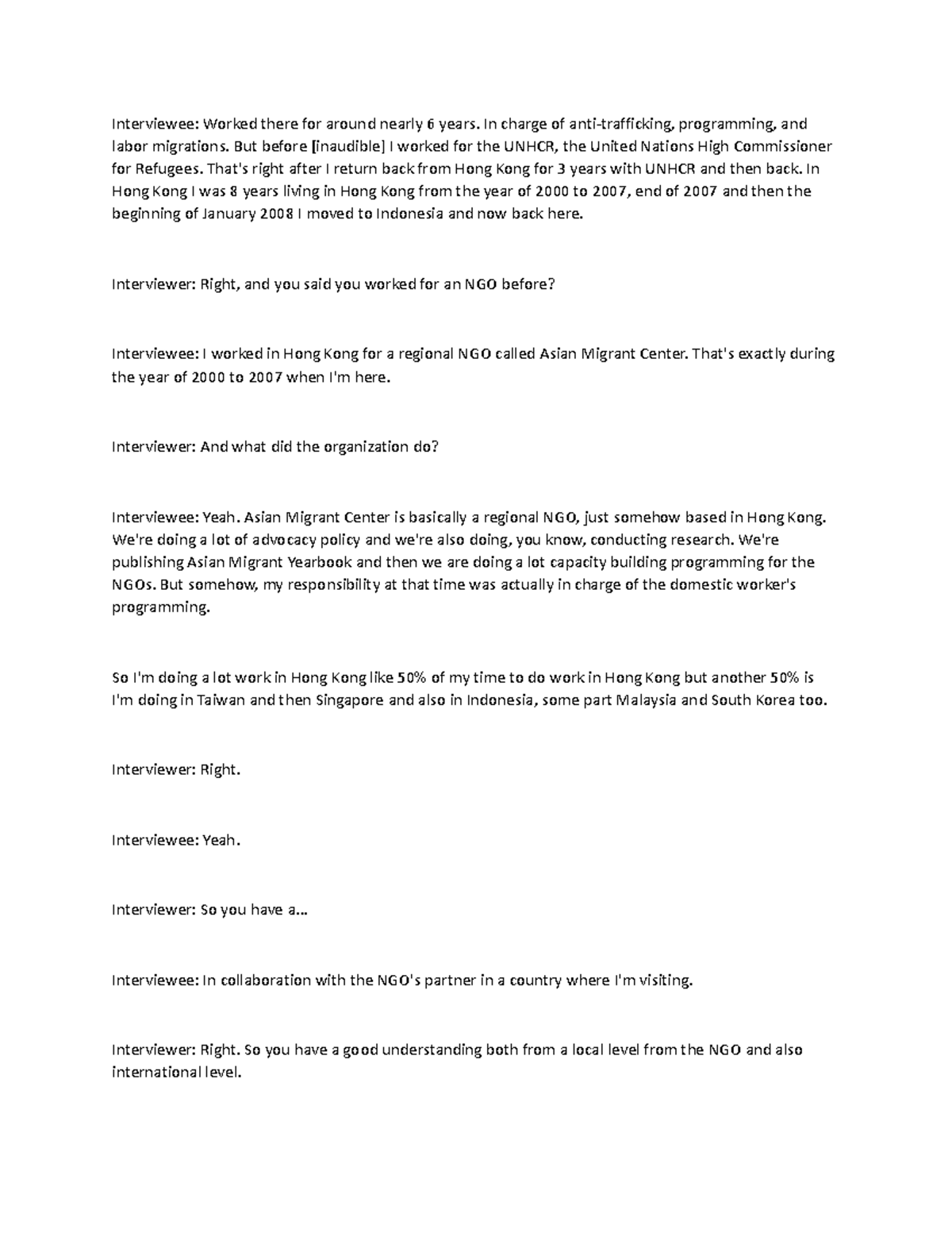 Application - Assessment of Transcription Staff Interview Insights ...