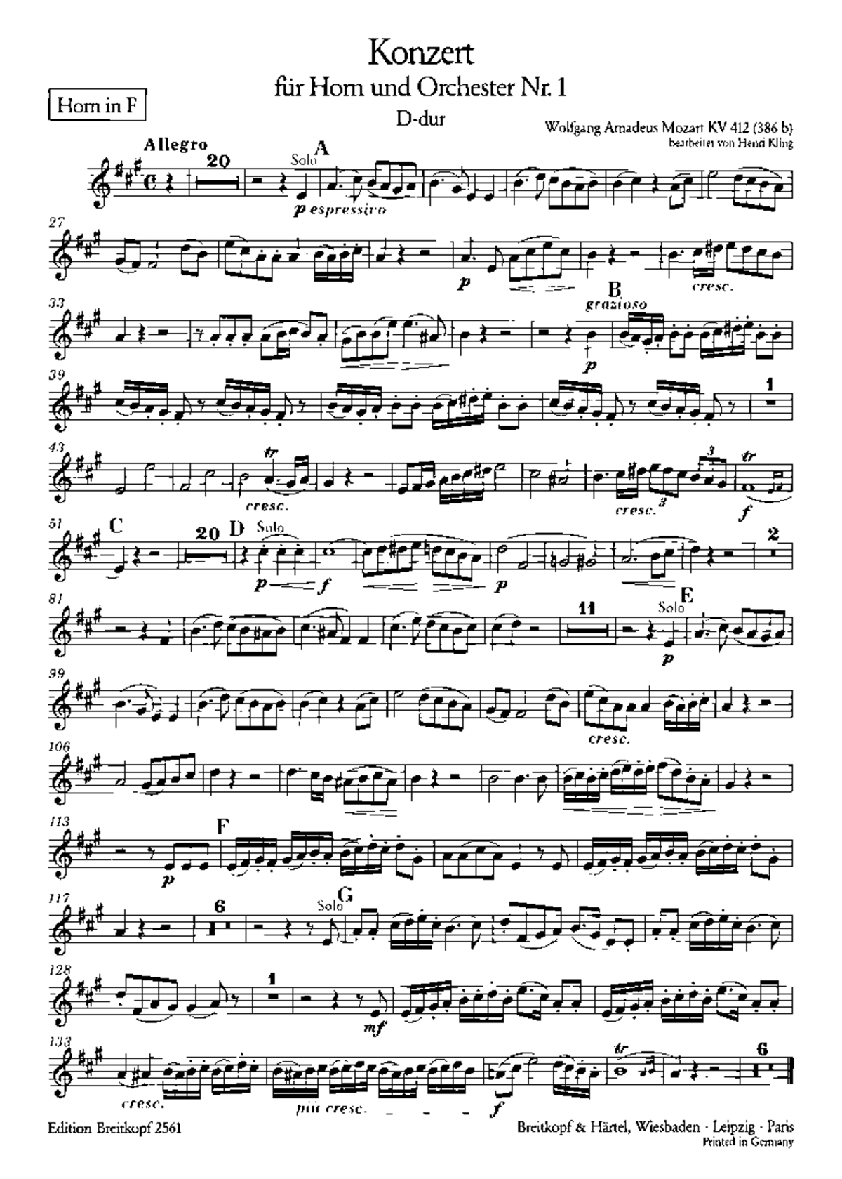 Mozart Horn Concerto No. 4 (K. 412) - IMSLP 904085-PMLP4588 - Studocu