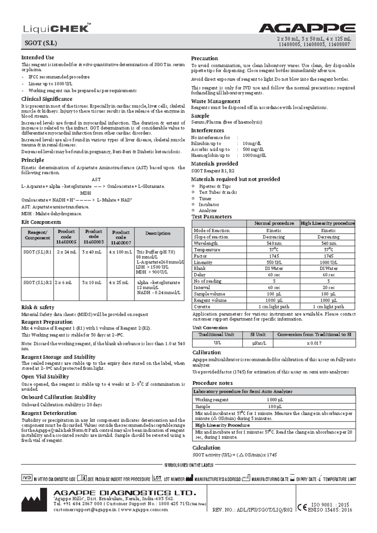SGOT (S.L) In Vitro Diagnostics Package Insert & Procedure Guide - Studocu