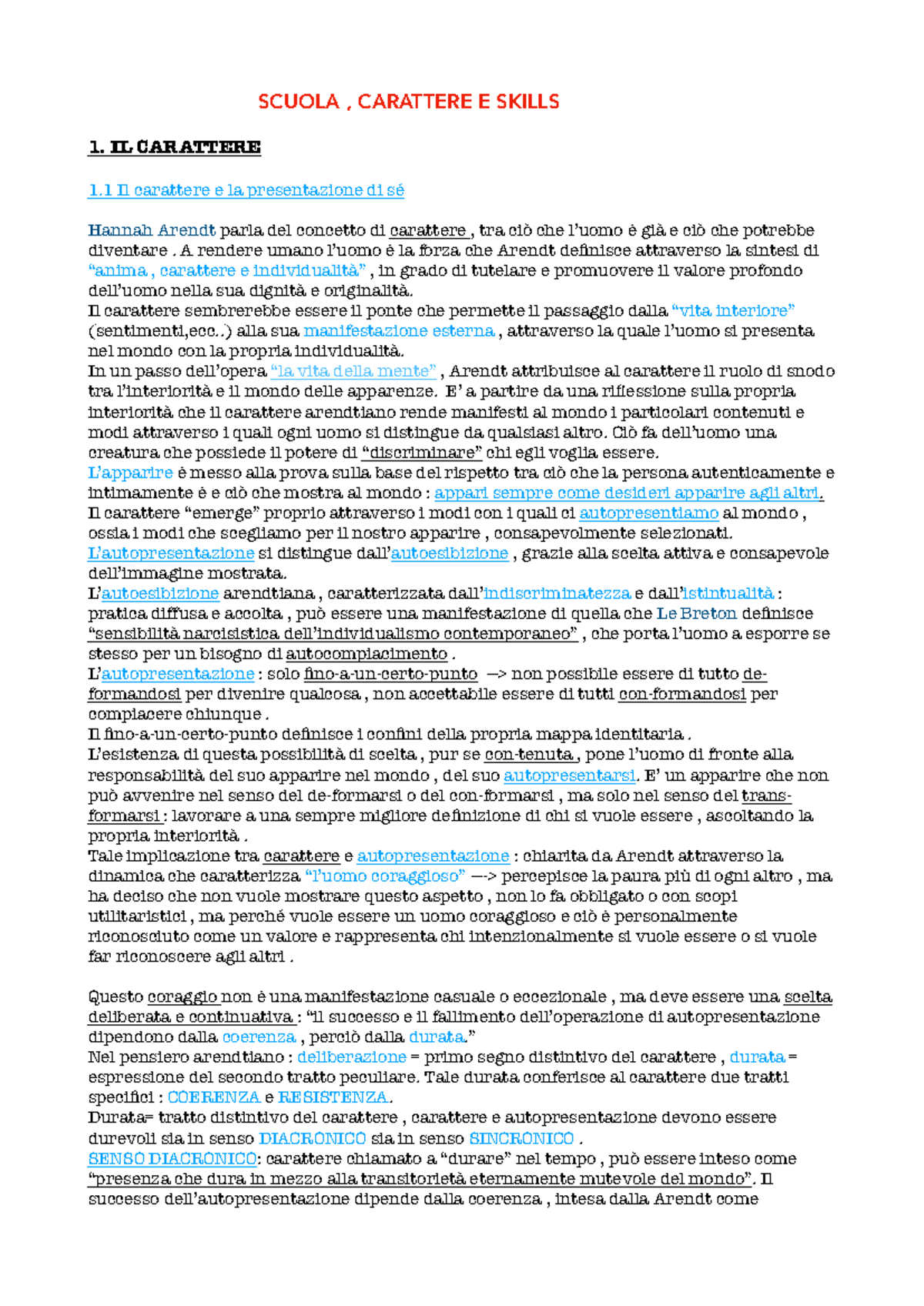 Scuola,carattere e skills pdf - SCUOLA , CARATTERE E SKILLS 1. IL CARATTERE 1 Il carattere e la ...