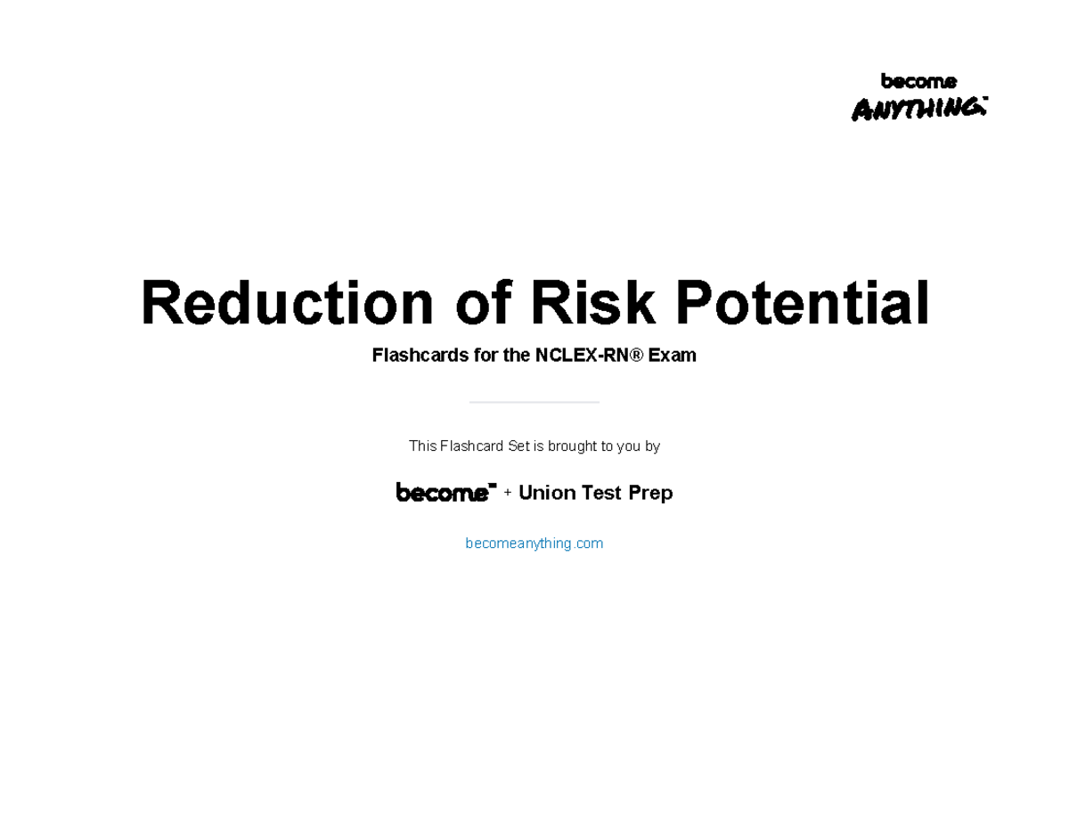 Reduction of Risk Potential: NCLEX-RN® Flashcard Study Set - Studocu