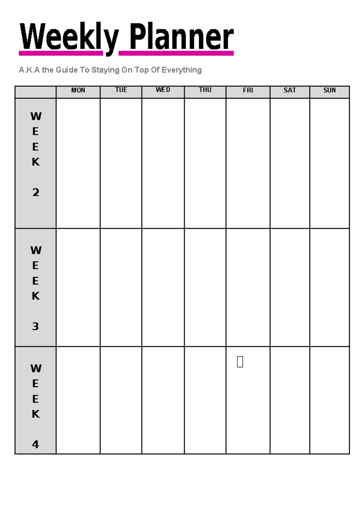 Weekly Planner: Your Guide to Staying Organized (Wk 2-5) - Studocu
