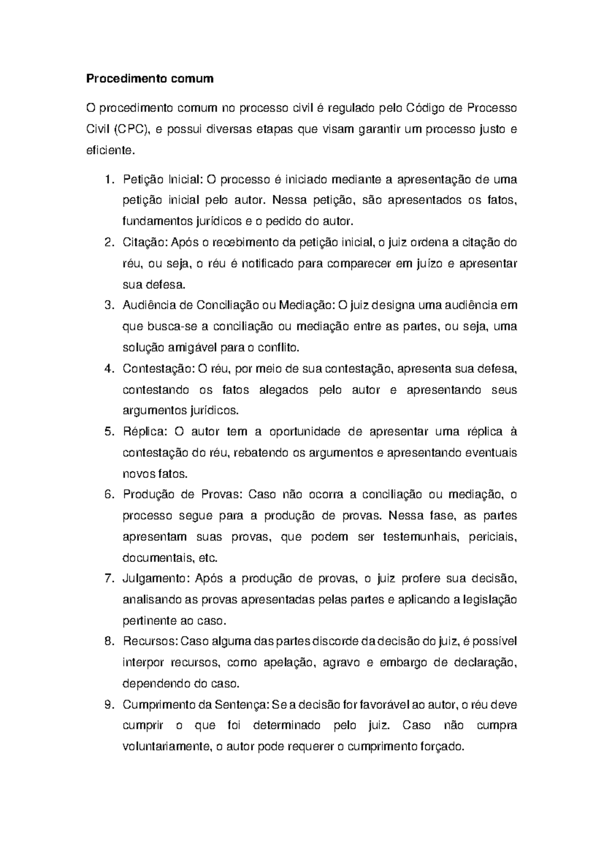 Aula sobre Procedimento Comum no Processo Civil: Código de Processo ...