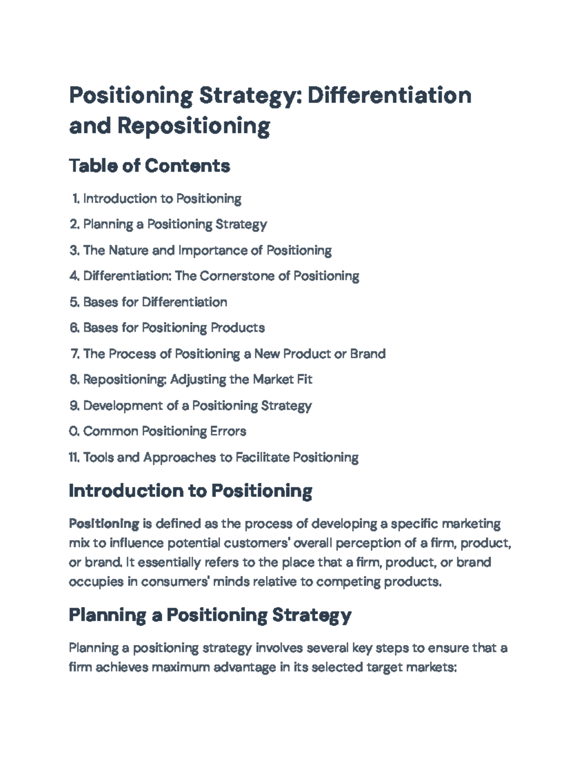 Positioning Strategy: Differentiation and Repositioning Overview ...