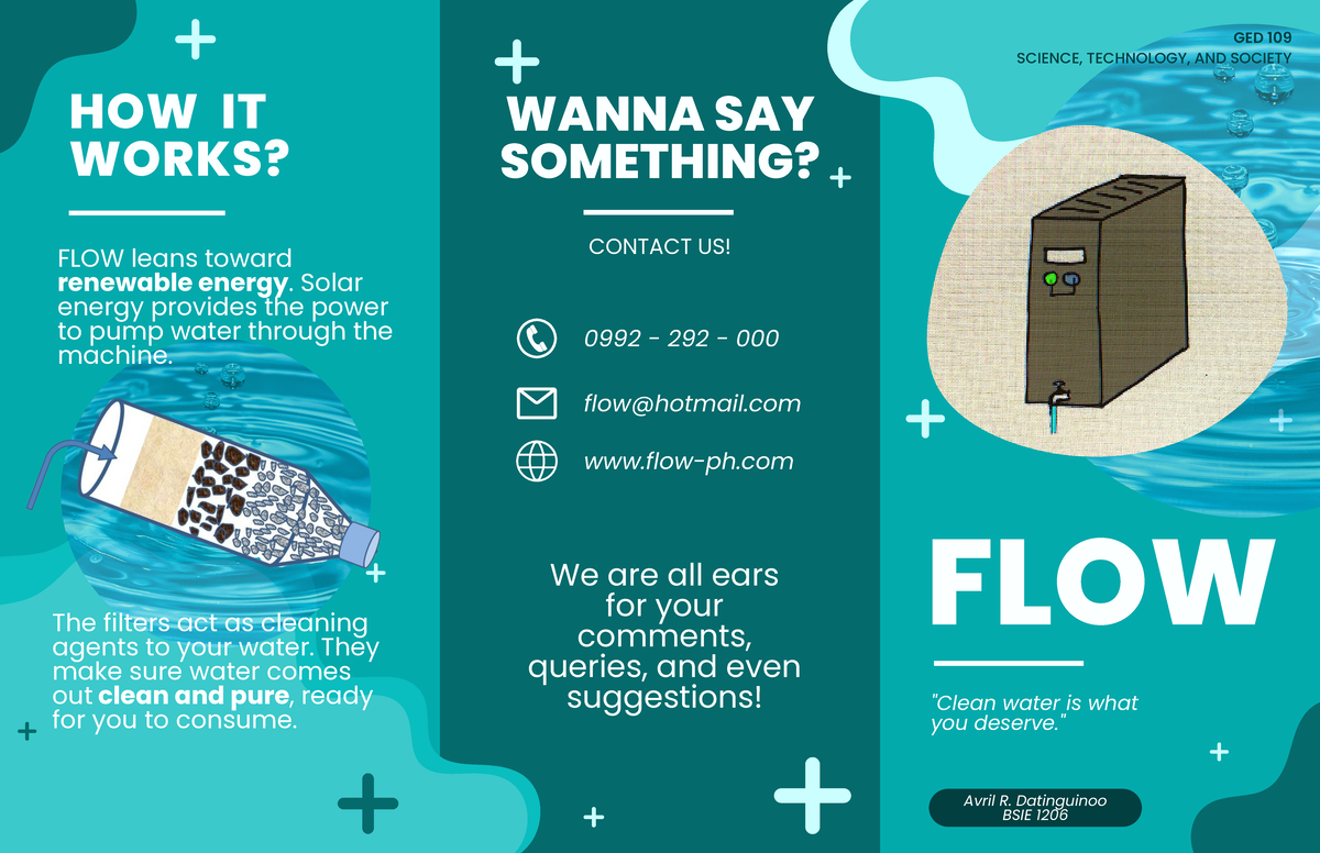 FLOW Brochure: Solar Water Purifier Overview for BSIE 1206 - Studocu