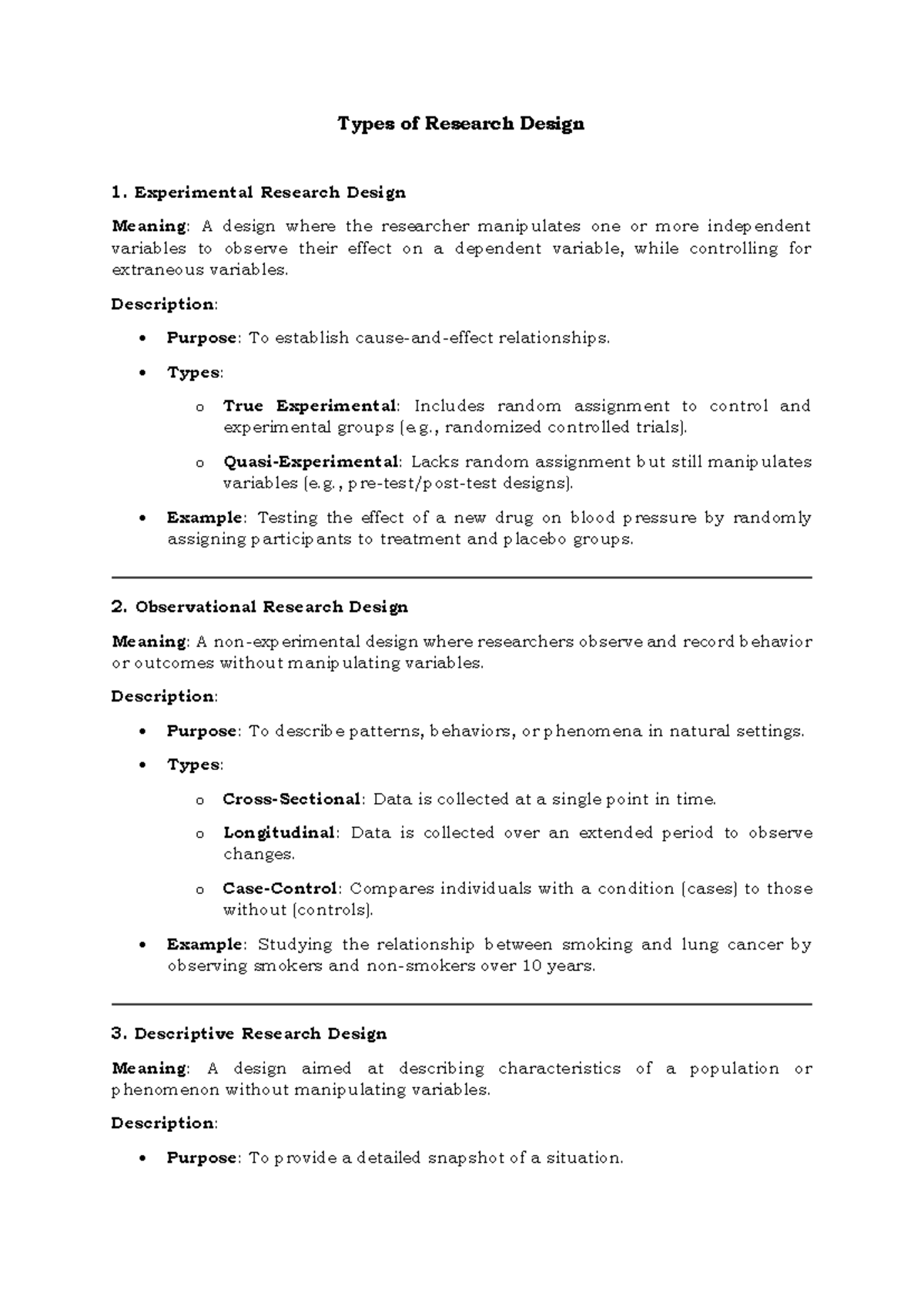 Types of Research Design - Types of Research Design Experimental ...