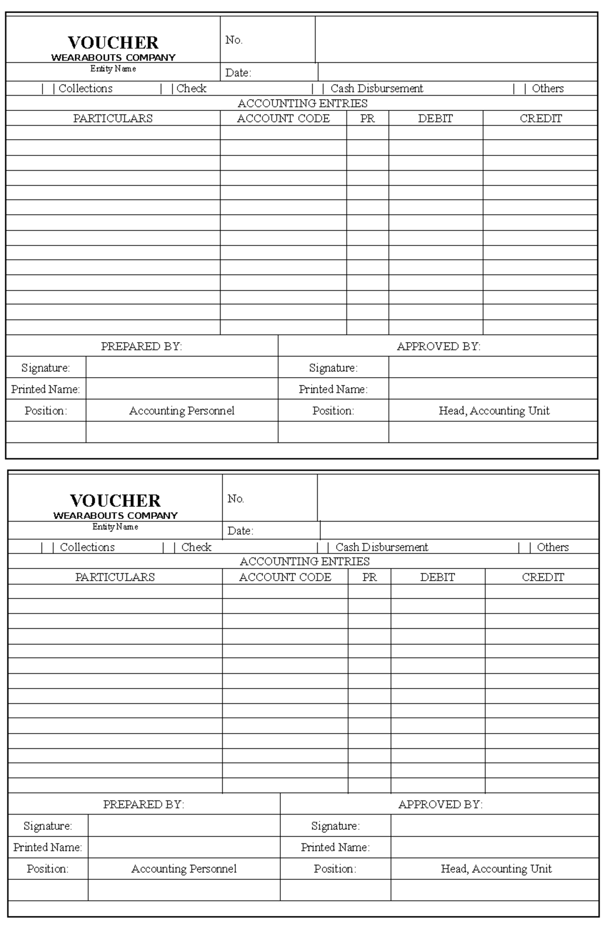 AIS- Voucher - Sample guide - VOUCHER WEARABOUTS COMPANY No. Entity ...