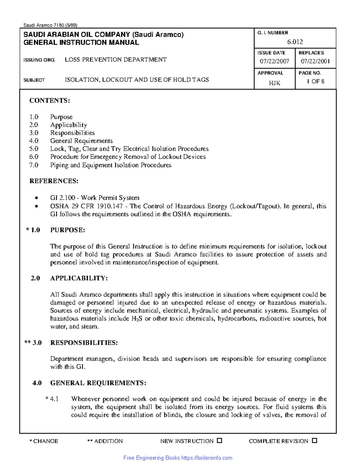 Isolation and Lockout Procedures - GI 6, Saudi Aramco - Studocu