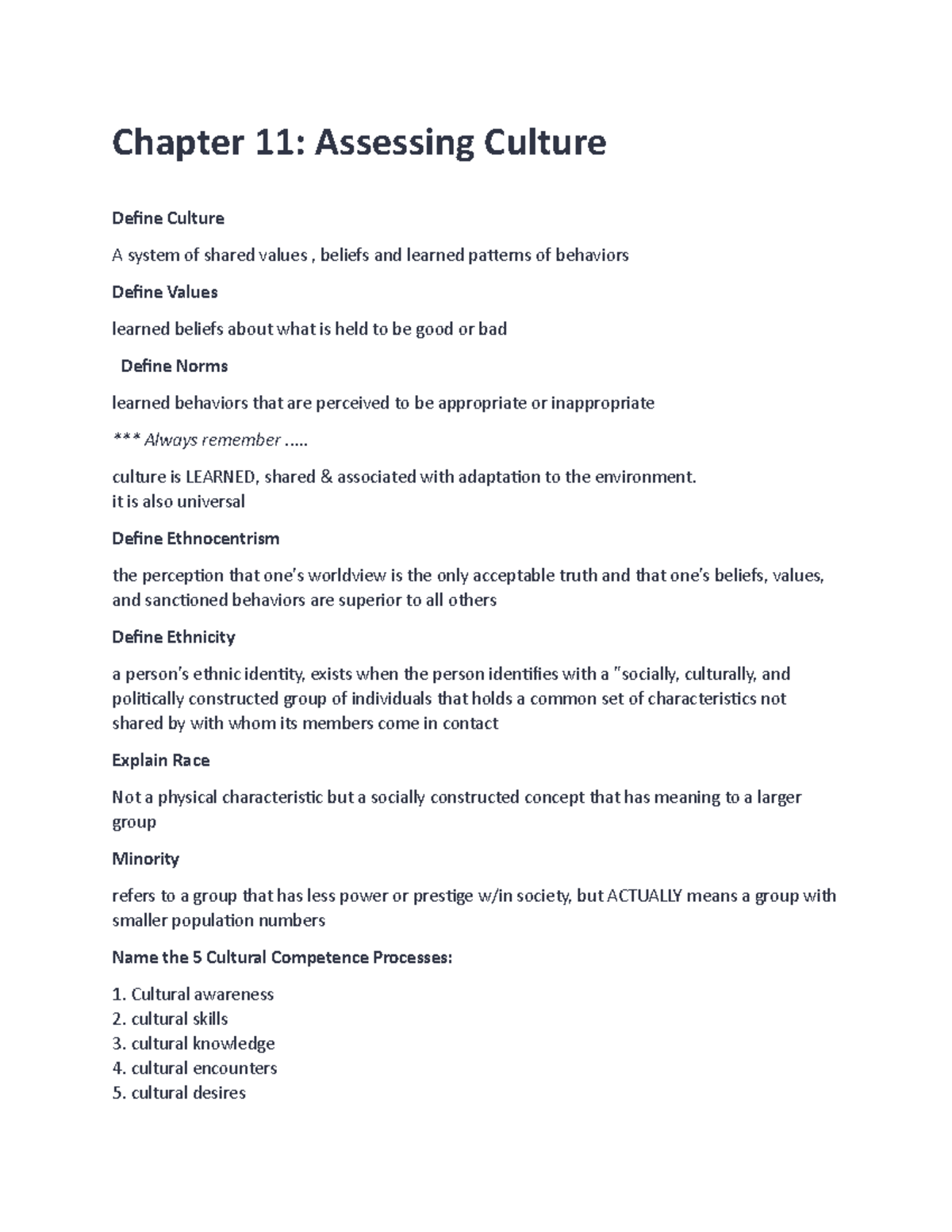 Chapter 11: Assessing Culture in Context - Key Concepts & Definitions ...