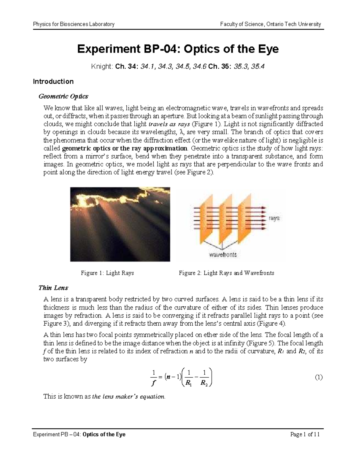 Experiment PB 04: Optics of the Eye - Geometric Optics Overview - Studocu