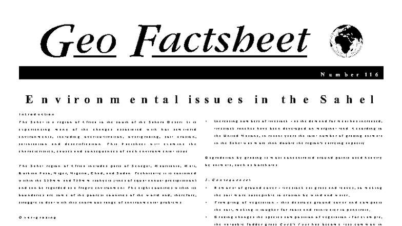 Sahel Case Study: Environmental Issues and Challenges - Studocu