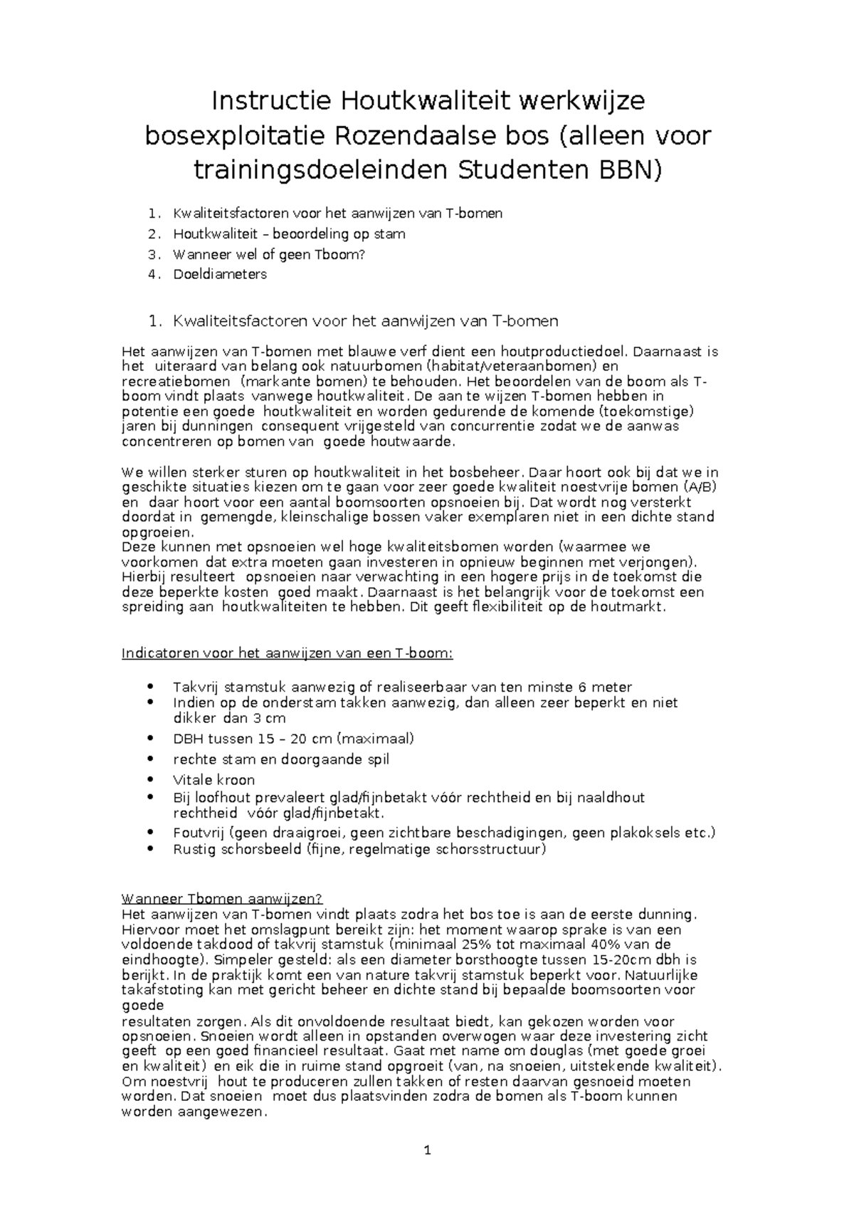 Houtkwaliteit en Tboom Beoordeling in Bosexploitatie (BBN) - Studeersnel