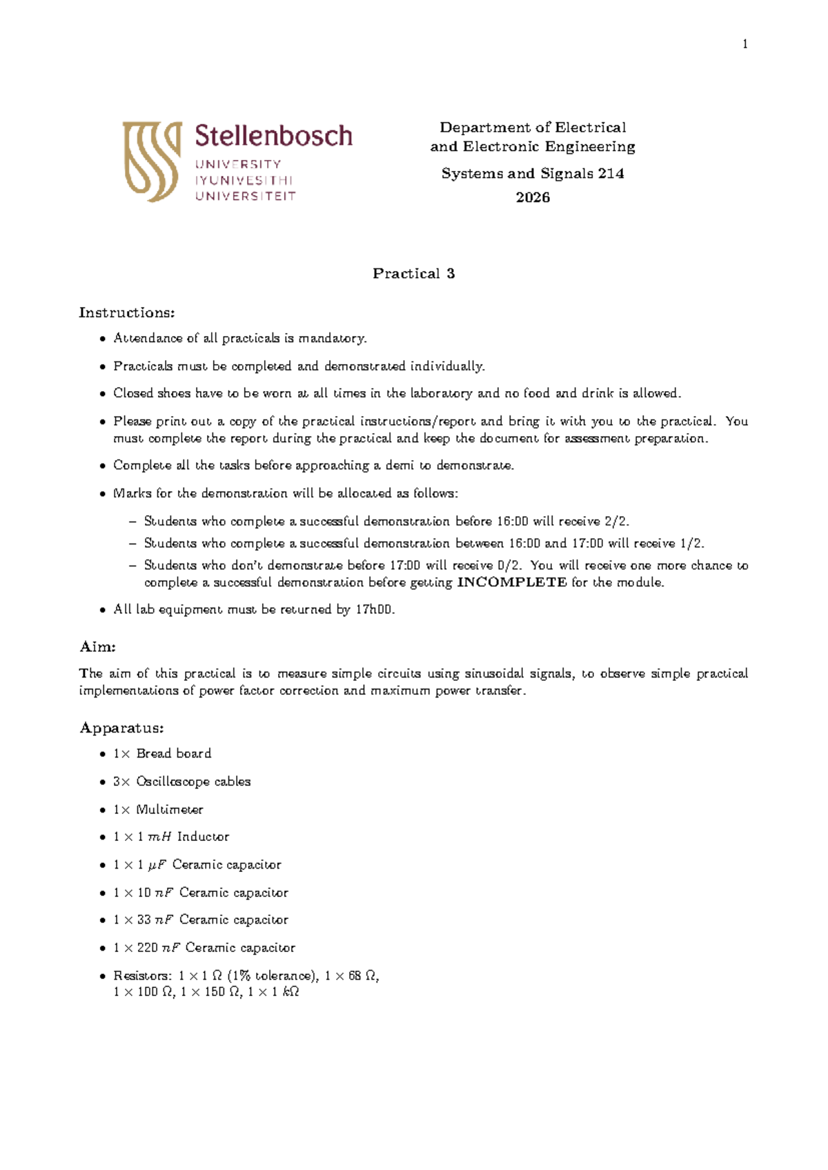SS214 2026 Practical 3: Systems & Signals Lab Instructions - Studocu