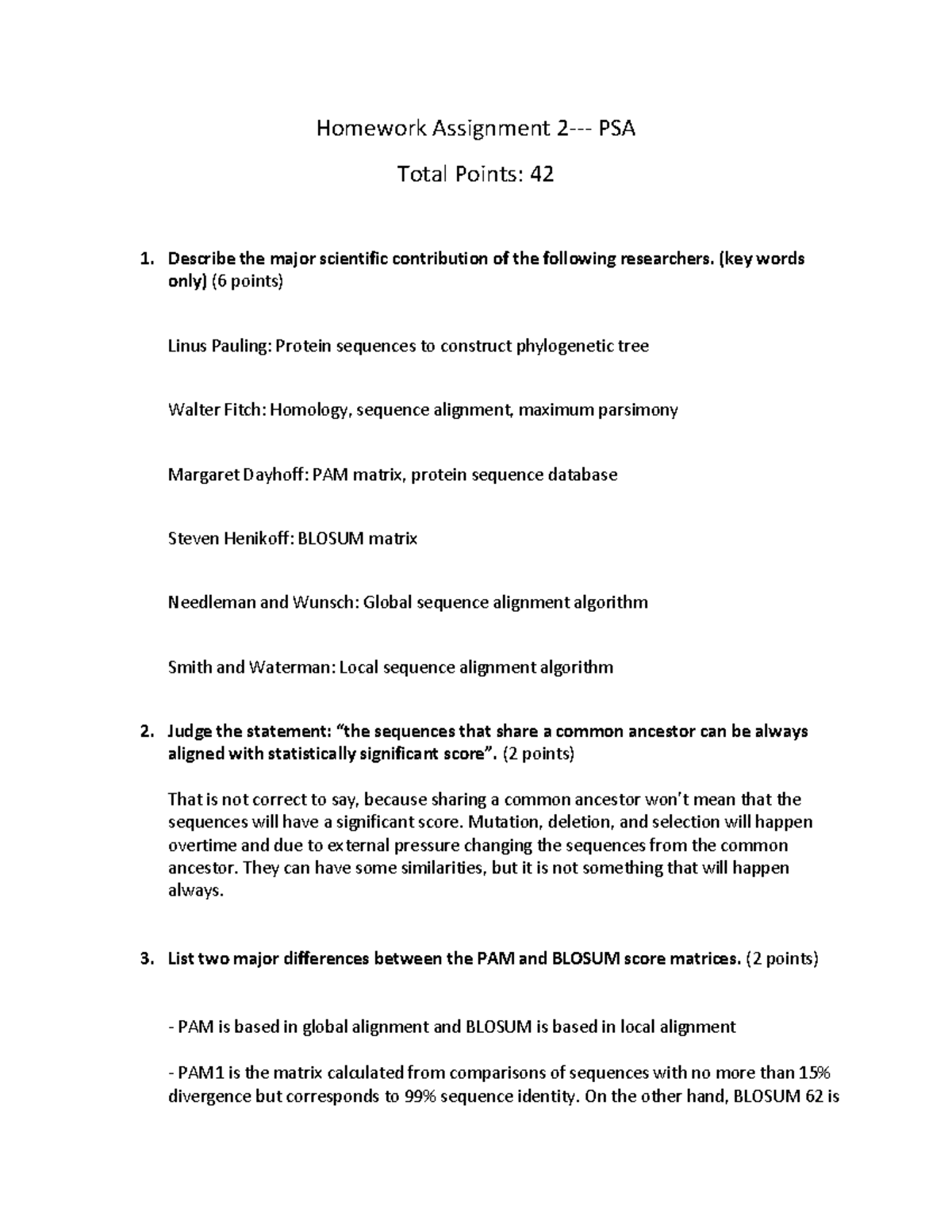 Dynamic Programming for Sequence Alignment: BLOSUM62 Analysis and ...