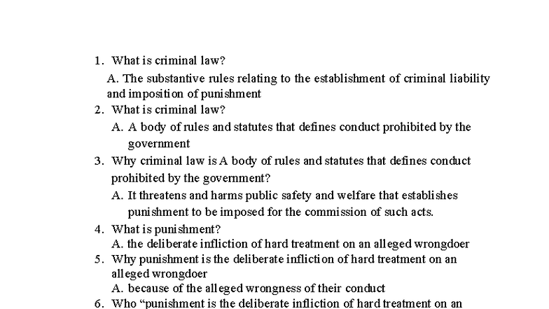 Law 1 - Practice MCQ Questions on Criminal Law Concepts - Studocu