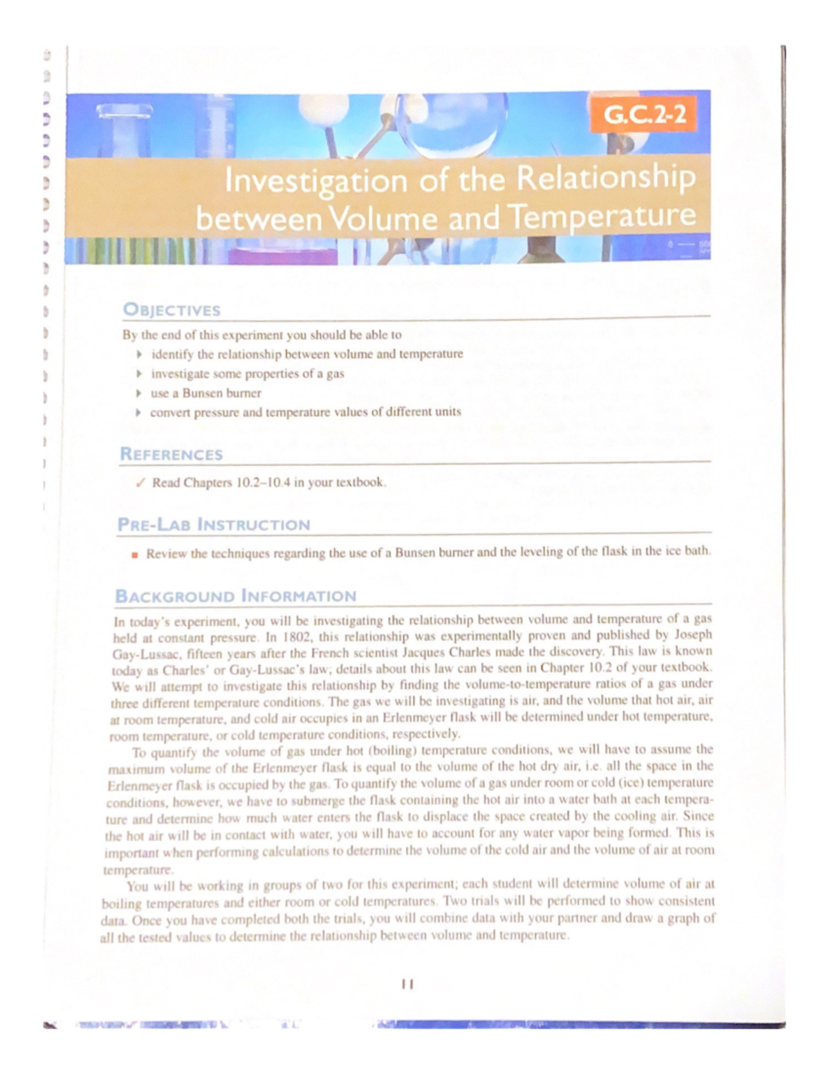 Gen Chem Lab 7 - Lecture Notes - Investigation of the Relationship ...