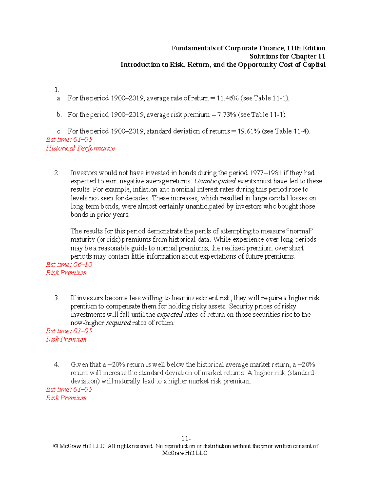 Chapter 11 - Corporate Finance Practice Questions and Solutions - Studocu