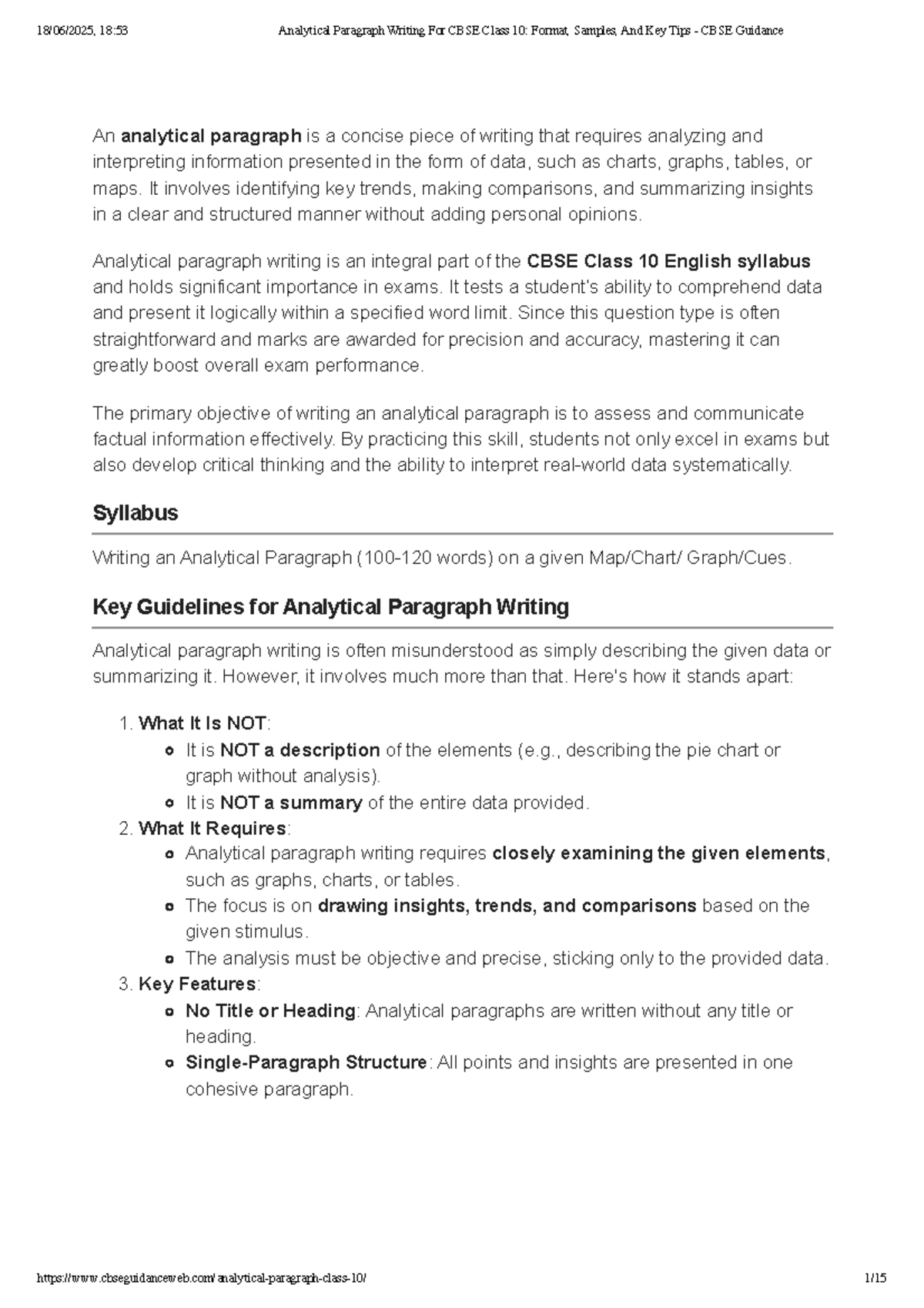 18:53 Analytical Paragraph Writing for CBSE Class 10: Format, Samples ...