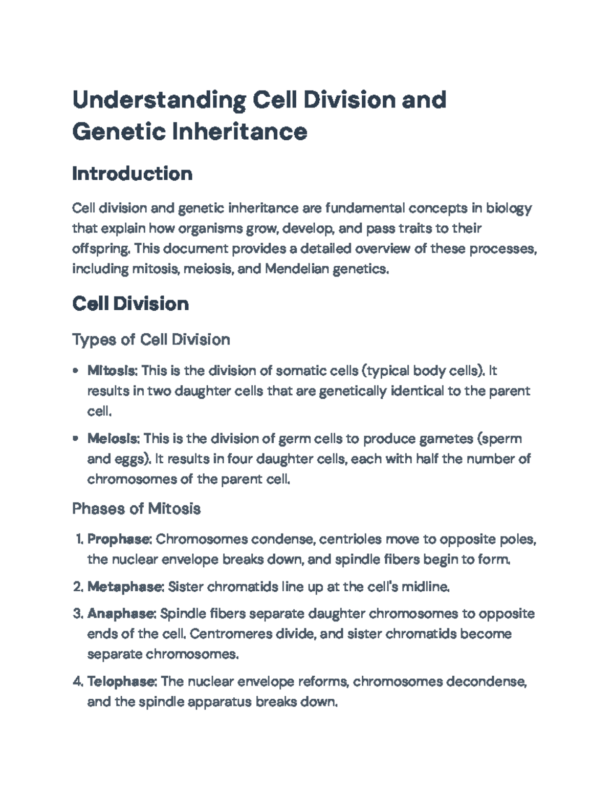 Understanding Cell Division and Genetic Inheritance in Biology ...