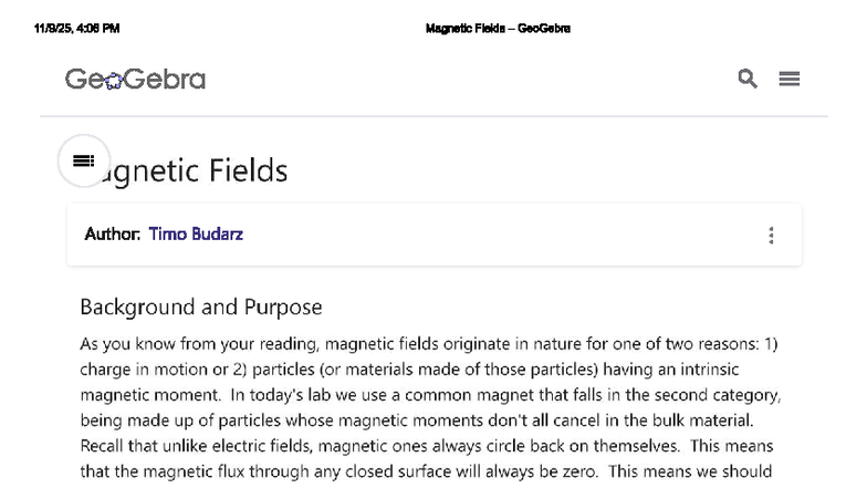 Magnetic Fields Lab Instructions (Course Code: 4:06 PM) - Studocu