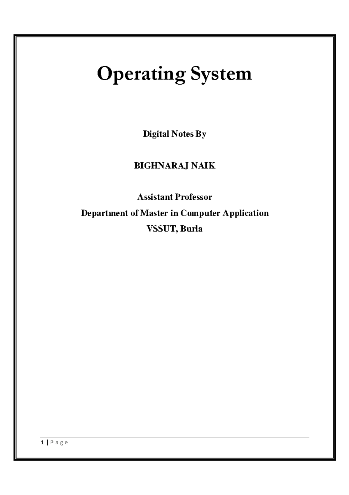 MCA 3rd SEM: Comprehensive Notes on Operating Systems - Studocu