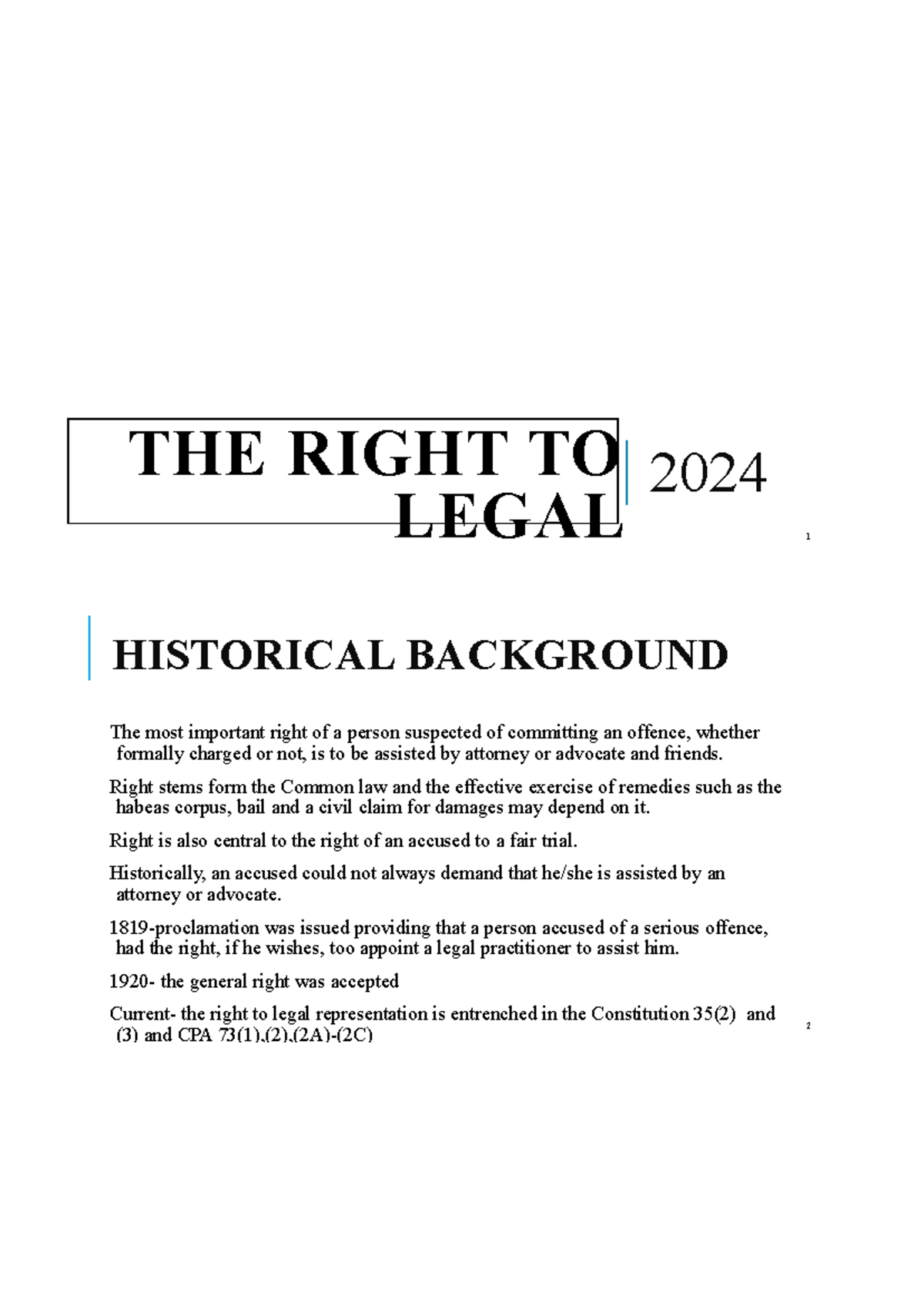 Right to legal representation 2024 - THE RIGHT TO LEGAL ASSISTANCE 2024 ...