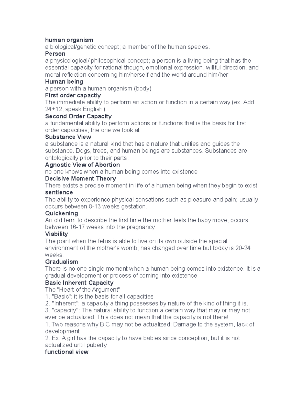 Human organism - good - human organism a biological/genetic concept; a ...