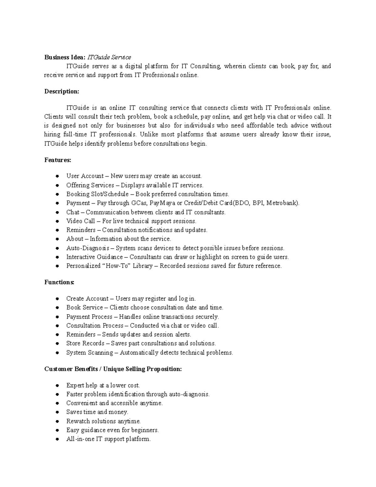 Business Idea: ITGuide & QuickQueue Overview - Group 1 03 Performance ...