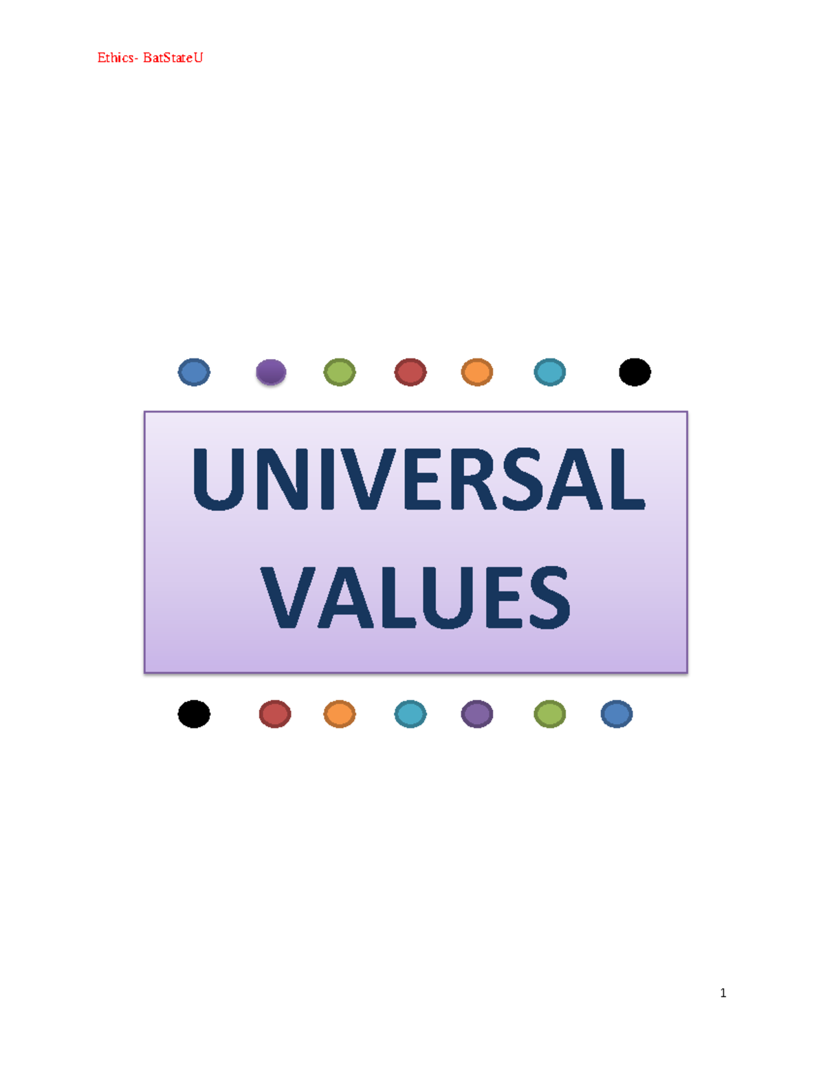 Module 6: Universal Values in Ethics - Week 8 Overview - Studocu