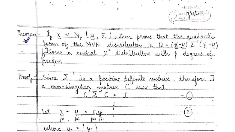Multivariate Analysis Notes - Course Code: MATH 2706 - Studocu