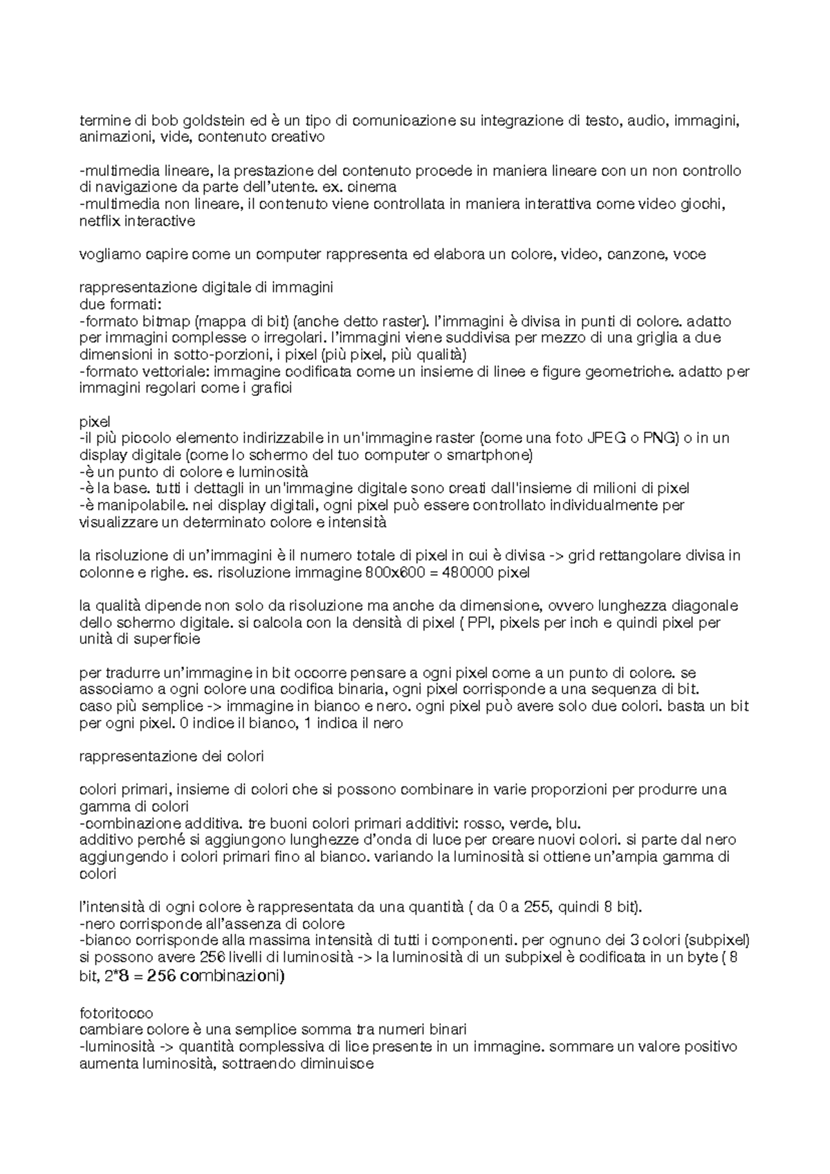 Informazioni Multimediali: Integrazione di Testo, Audio e Immagini ...