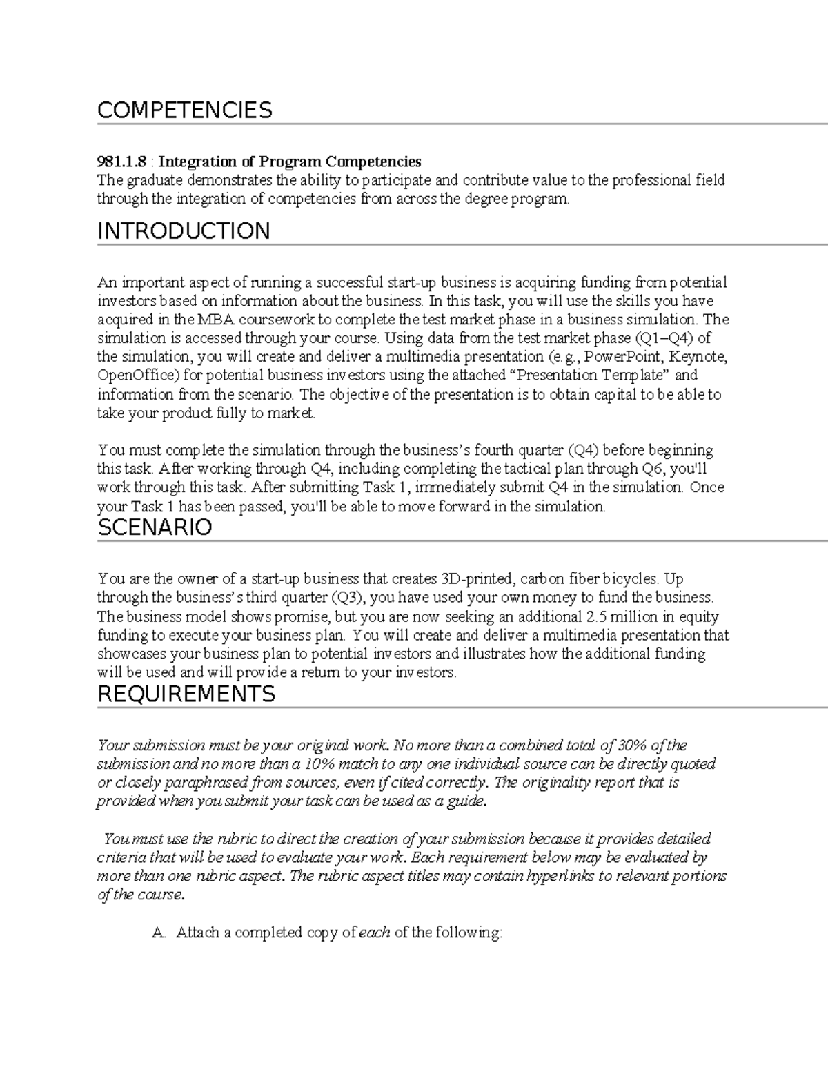 C216 - task1 rubic - COMPETENCIES 981.1 : Integration of Program ...