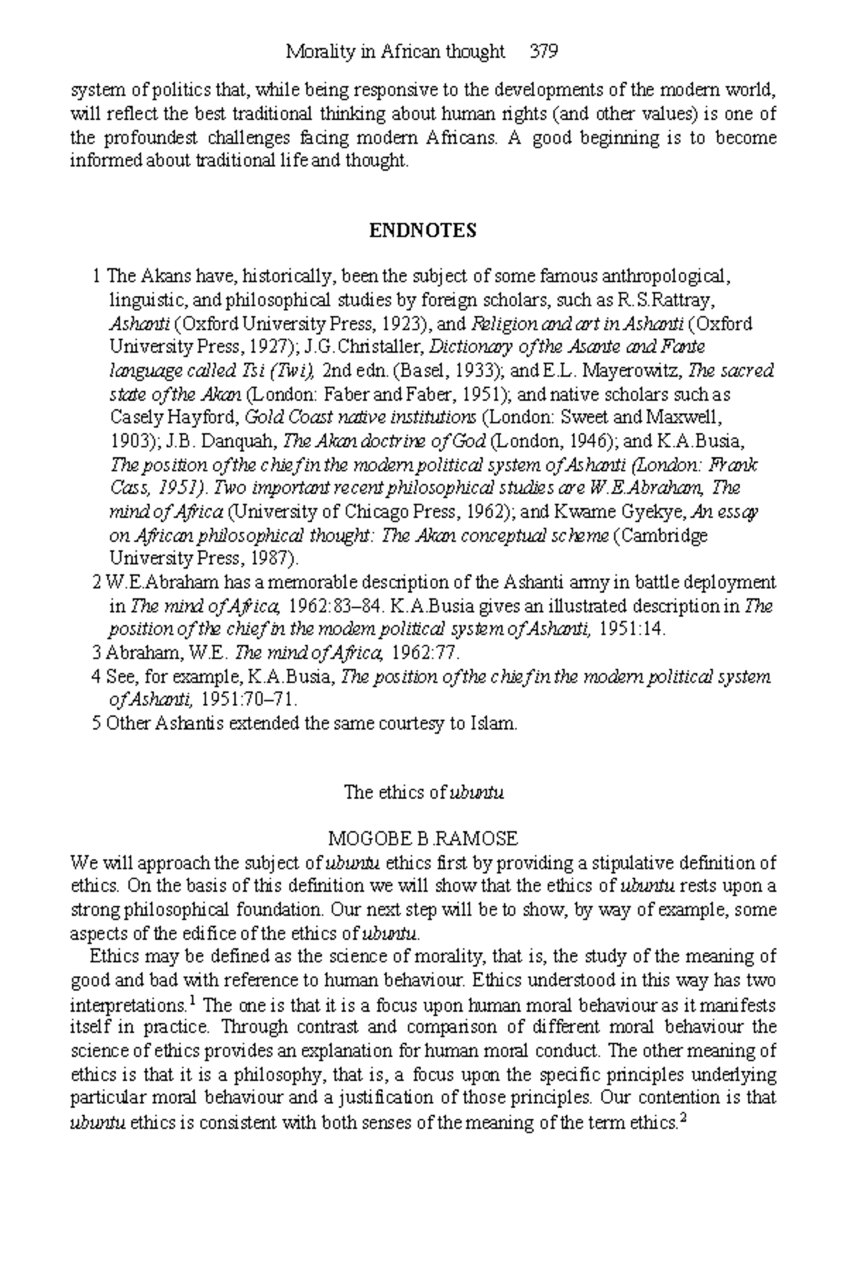 Ethics of Ubuntu in African Thought: Key Philosophical Insights - Studocu