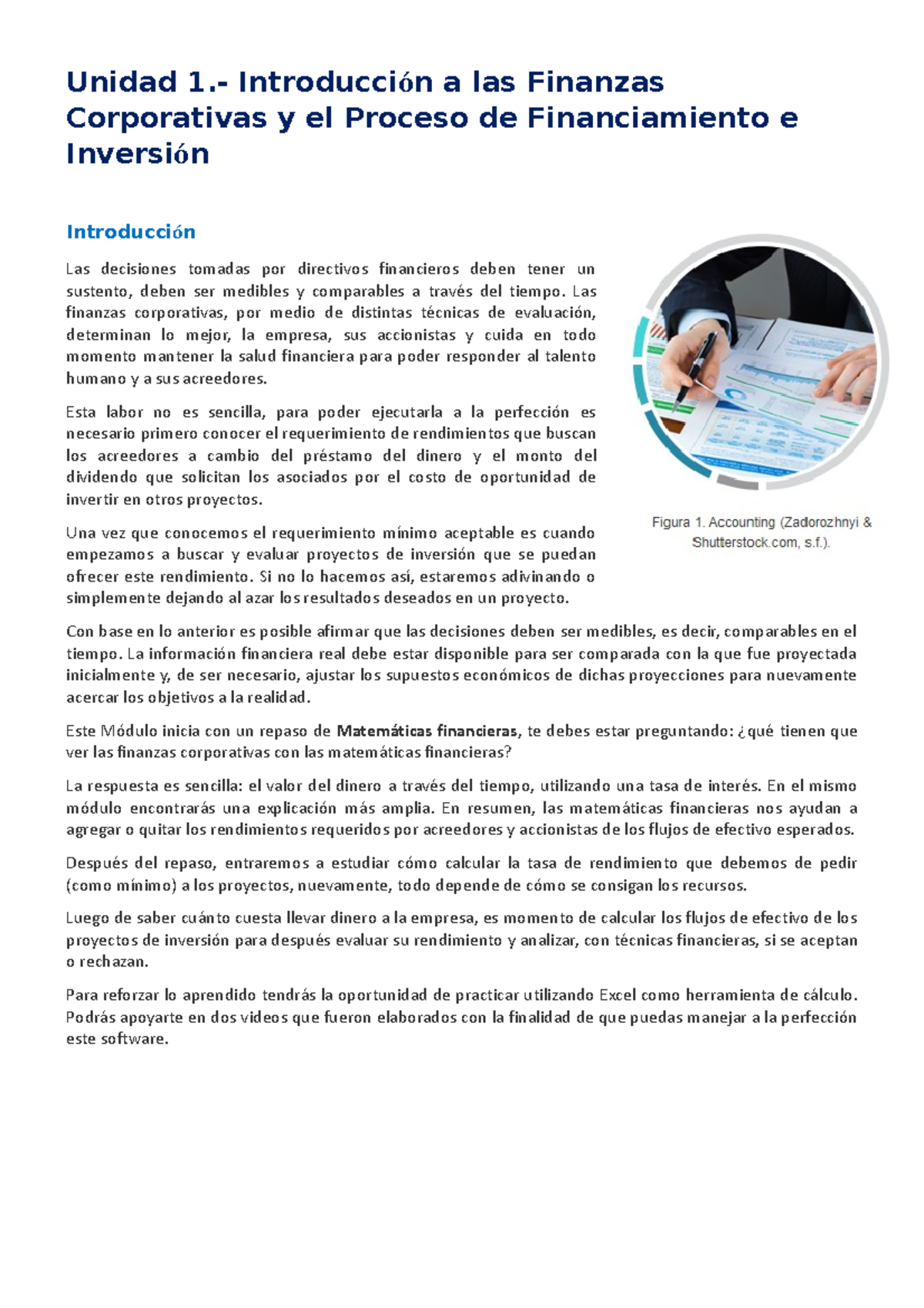 Unidad 1 - Introducción a Finanzas Corporativas y Proceso Financiero - Studocu