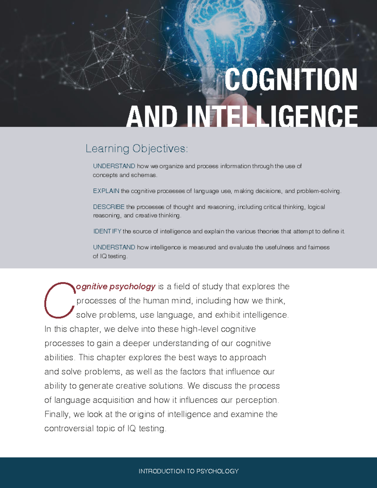 Introduction to Psychology: Cognition and Intelligence - Studocu
