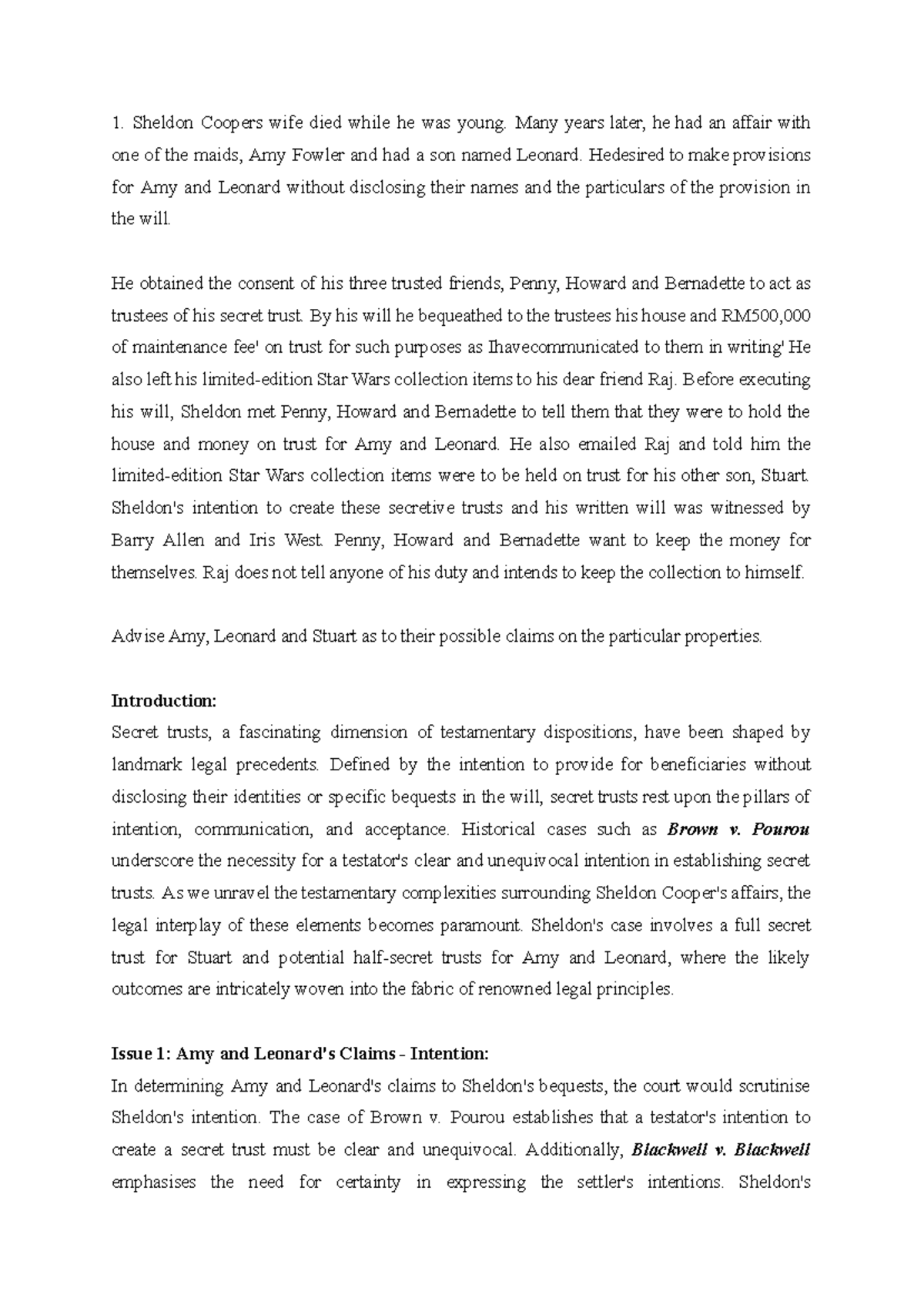 EQT Secret Trust Analysis: Case Studies on Sheldon & Jonathan - Studocu