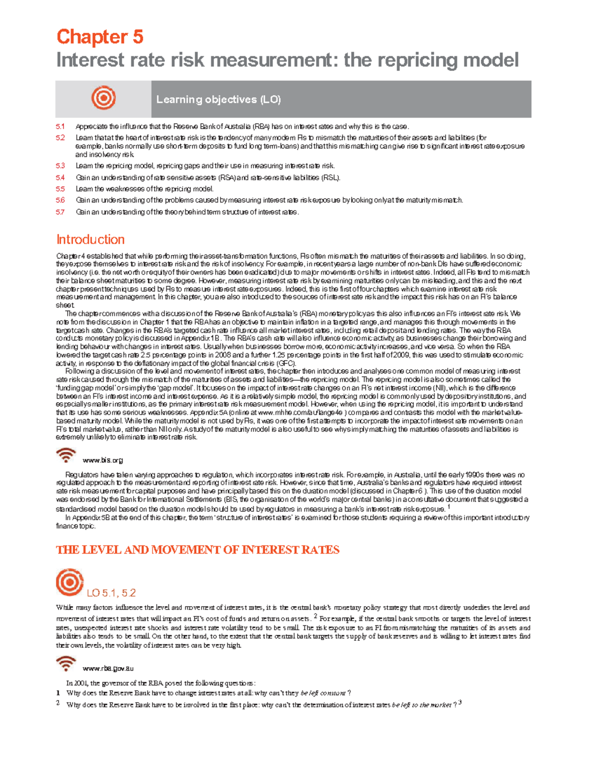 Chapter 5 Interest rate risk measurement the repricing model (Lange