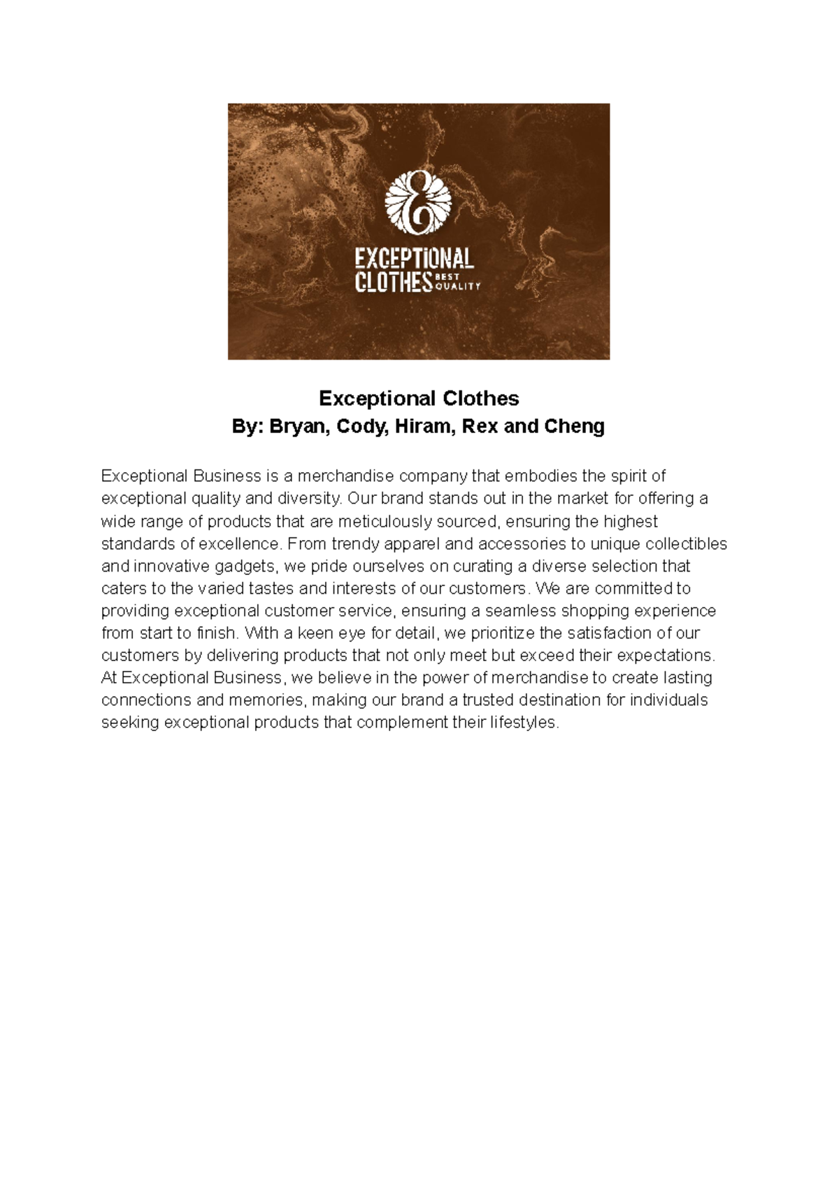 Accounting Assignment (rex, hiram, bryan, cheng, coudy) - Exceptional ...