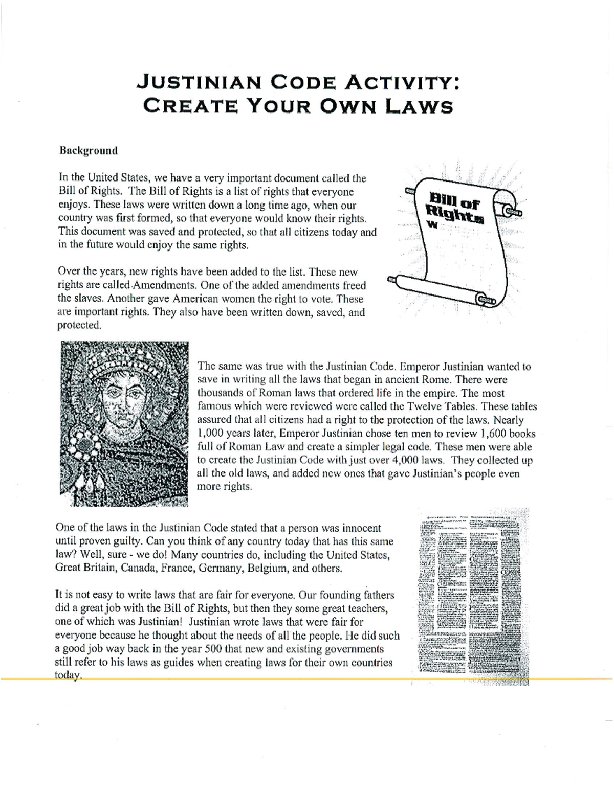 Justianians make your own laws activity - JUSTINIAN CODE ACTIVITY ...