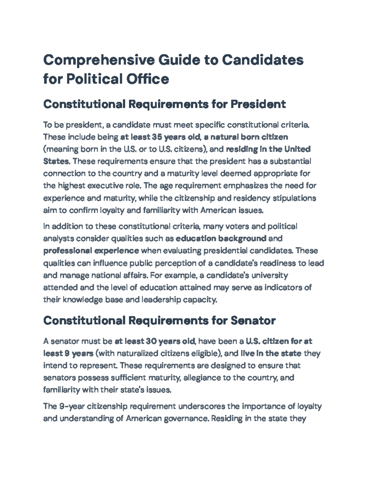 Comprehensive Guide to Political Candidates: Qualifications ...