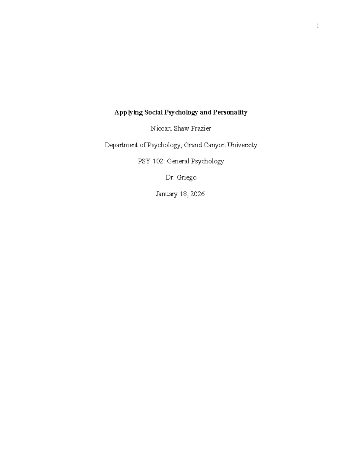 PSY 102: Applying Social Psychology & Personality Insights - Studocu