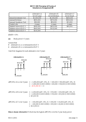Ie2111 25 tut 1 solutions - IE2111 ISE Principles & Practice II Solutions to Tutorial # Question ...