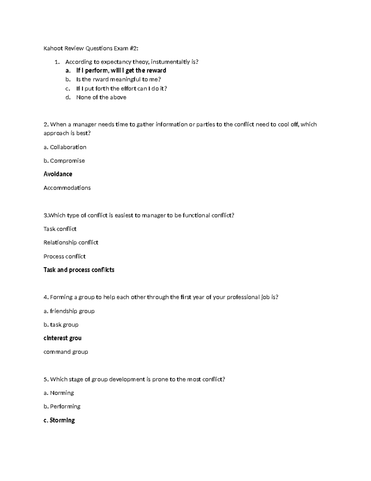 Kahoot Review Questions for Exam 2: Key Concepts and Strategies - Studocu