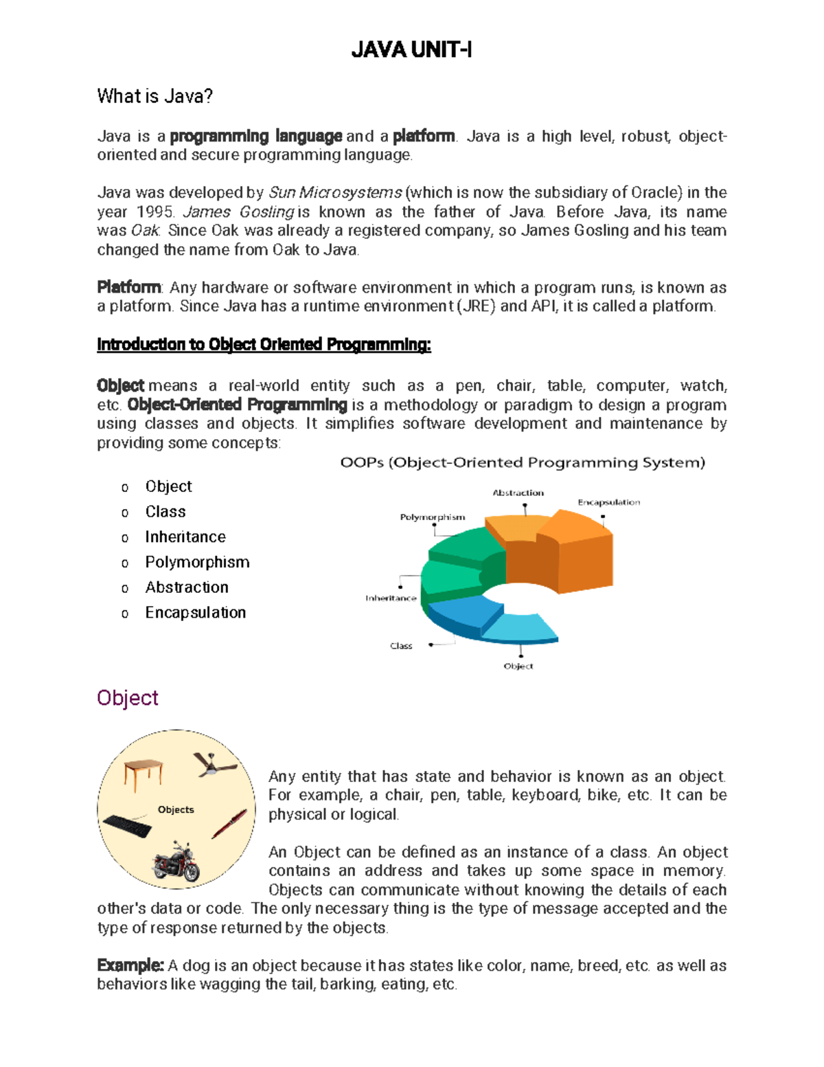 Java Unit 1: Intro to Java Programming Concepts and Principles - Studocu