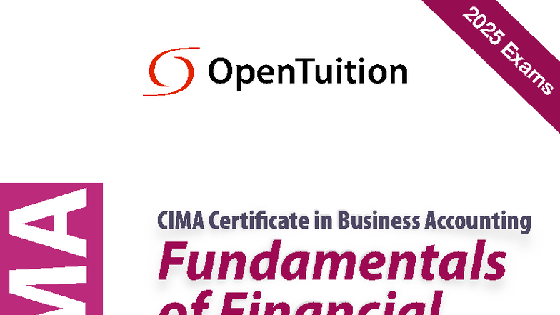 CIMA BA3 2025 Lecture Notes: Fundamentals of Financial Accounting - Studocu