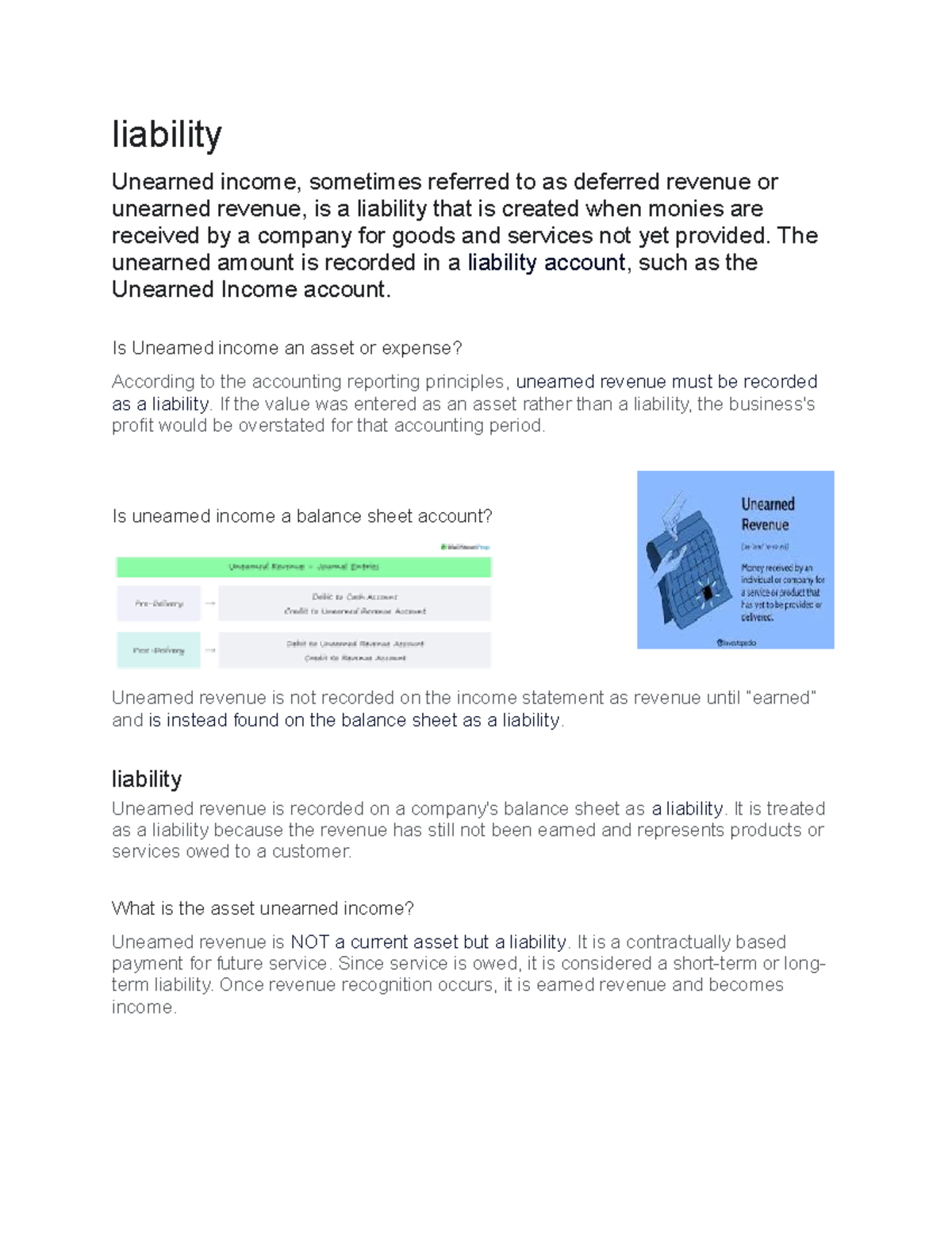 Unearned Income - Accounting Double Entry and Liability Concepts - Studocu
