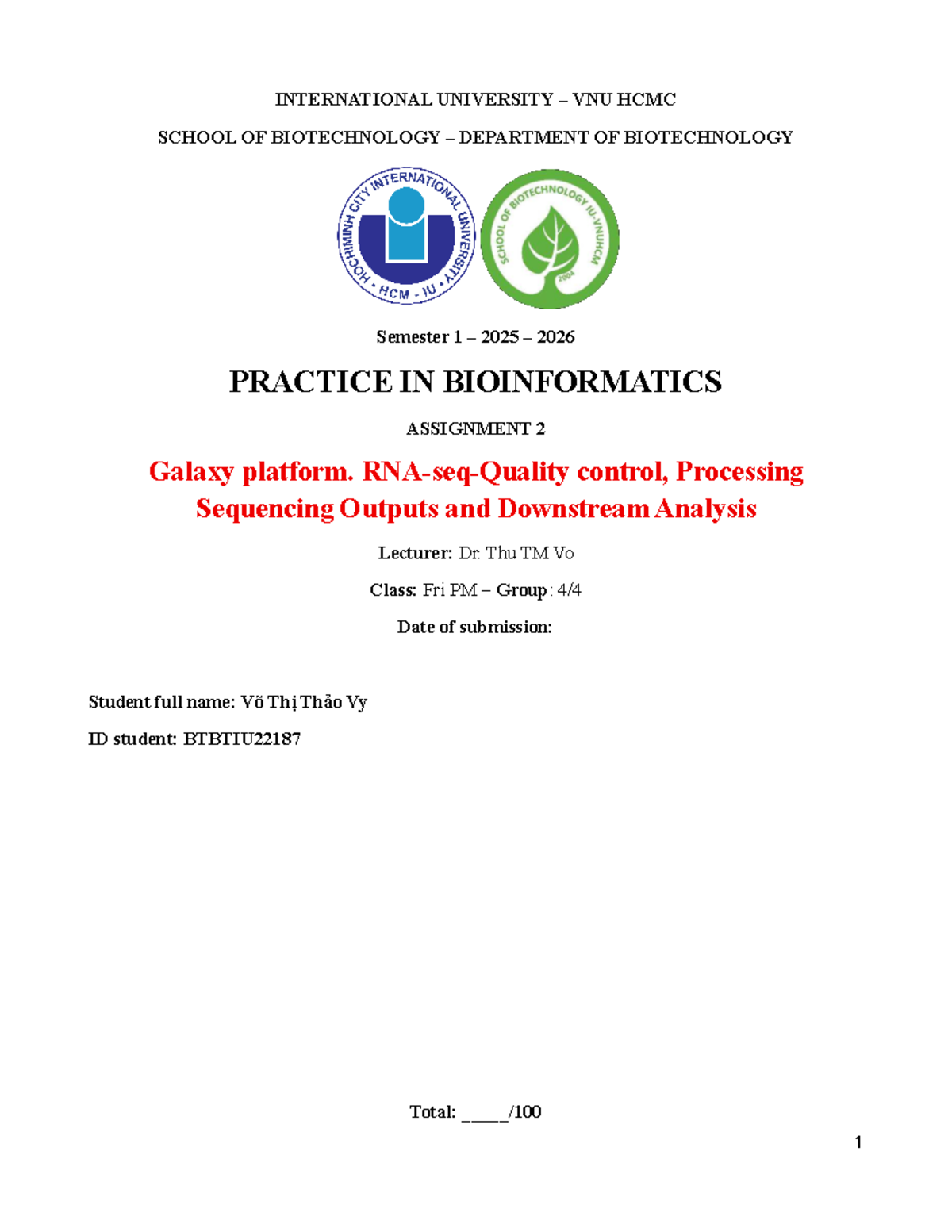 BIOT 2025-2026: Assignment 2 - Bioinformatics Practice on Galaxy ...