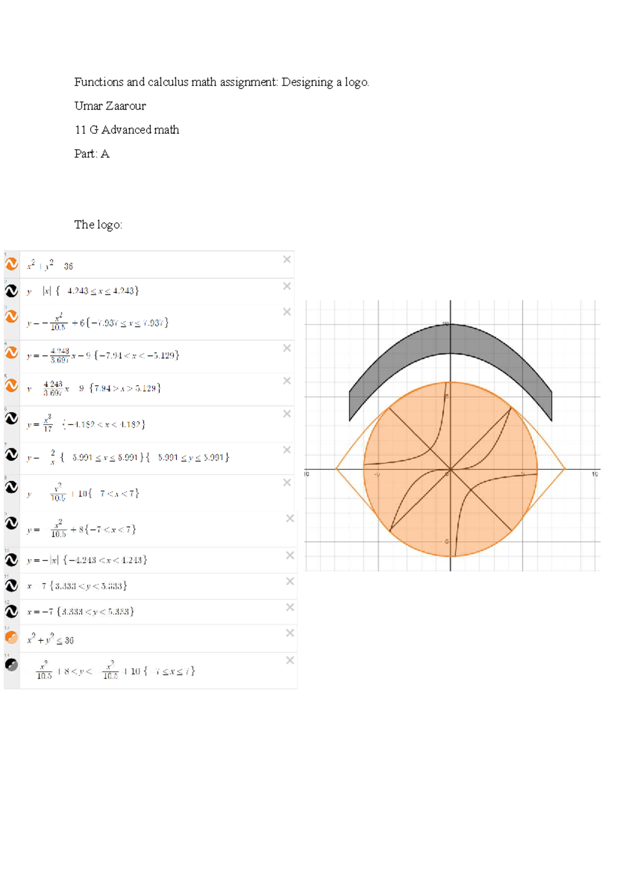 Functions and Calculus Math Assignment: Logo Design Analysis - Studocu