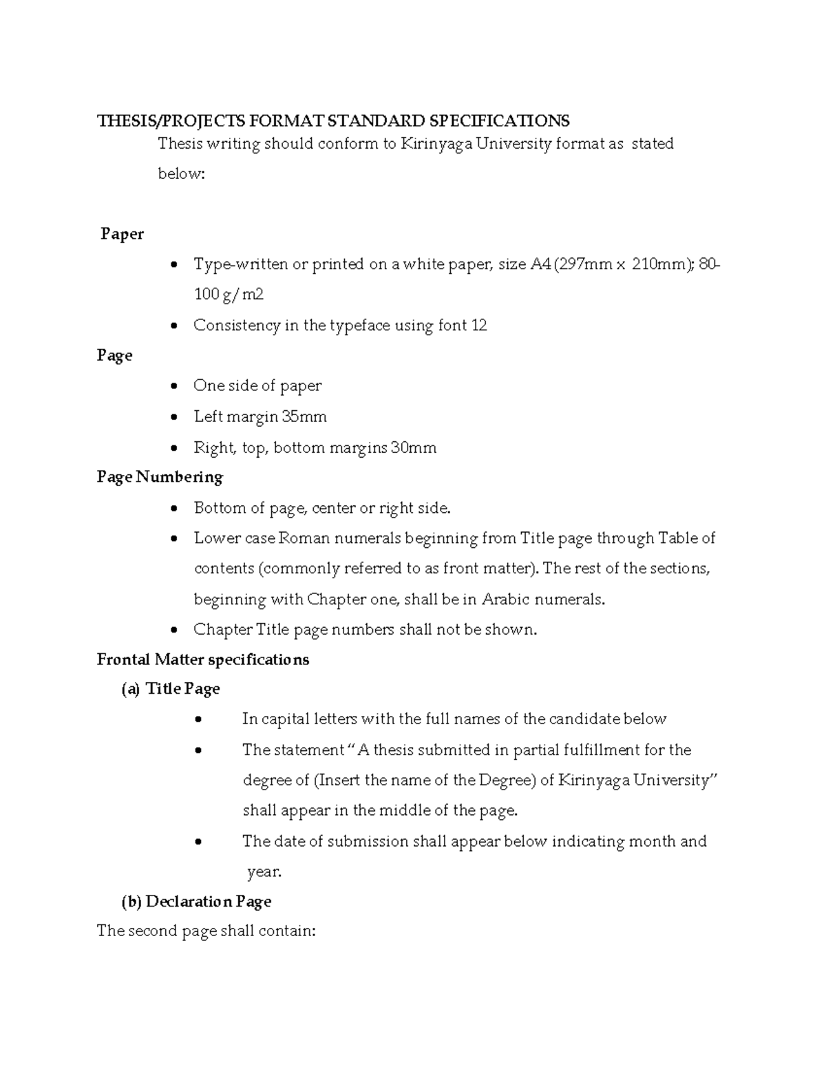 Project Thesis Format Guidelines for Kirinyaga University - Studocu