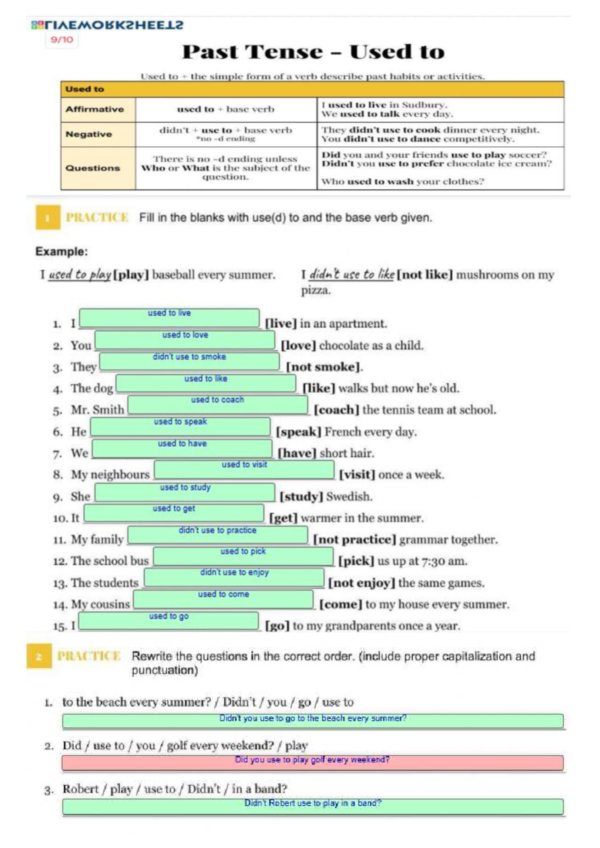English Tiaemoebkzheel Z Past Tense Usage And Exercises Studocu